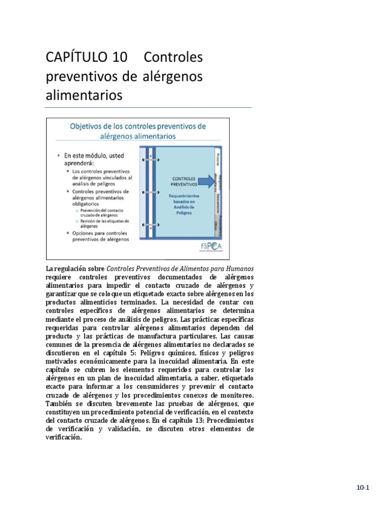 Controles Preventivos De Alergenos Alimentarios Pdf Alimentos