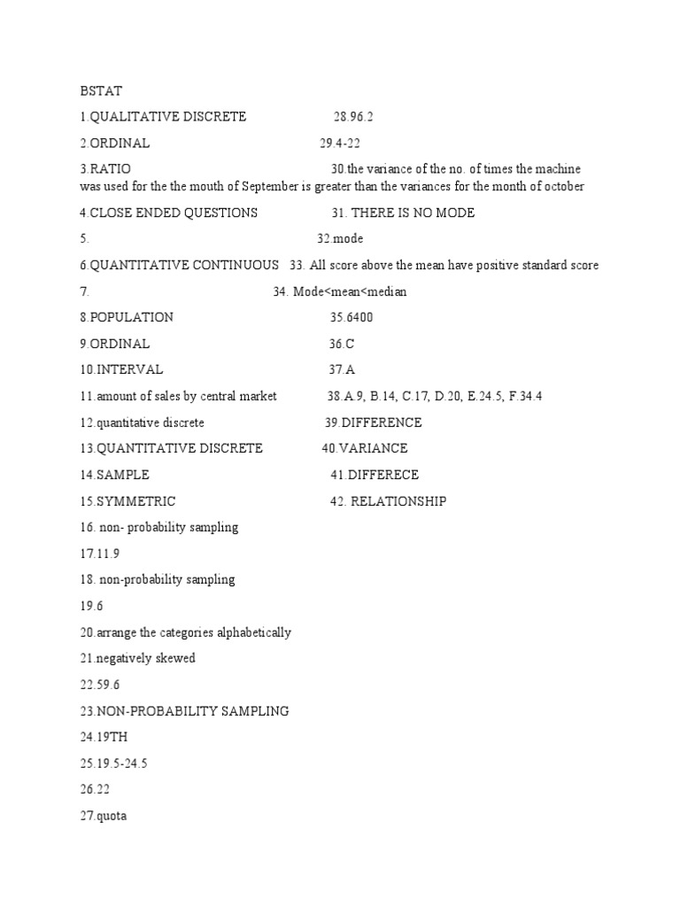 BSTAT exam | PDF