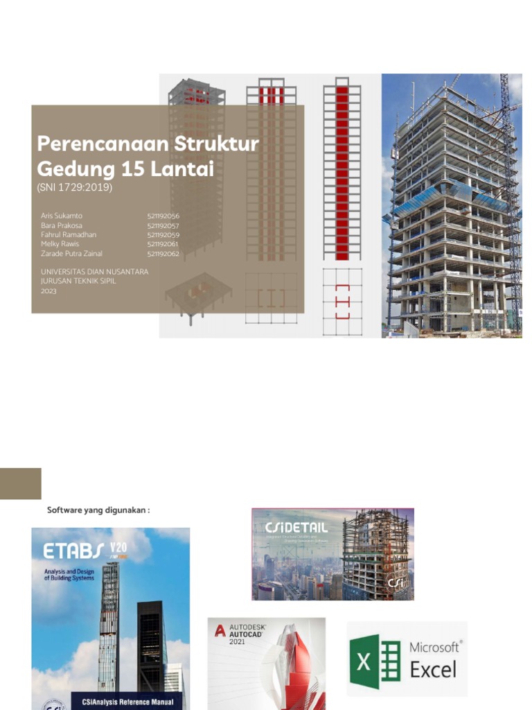 Laporan Presentasi - Perancangan Struktur Gedung 15 Lantai | PDF