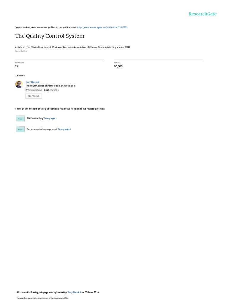 The Quality Control System | PDF | Quality Assurance | Sampling ...