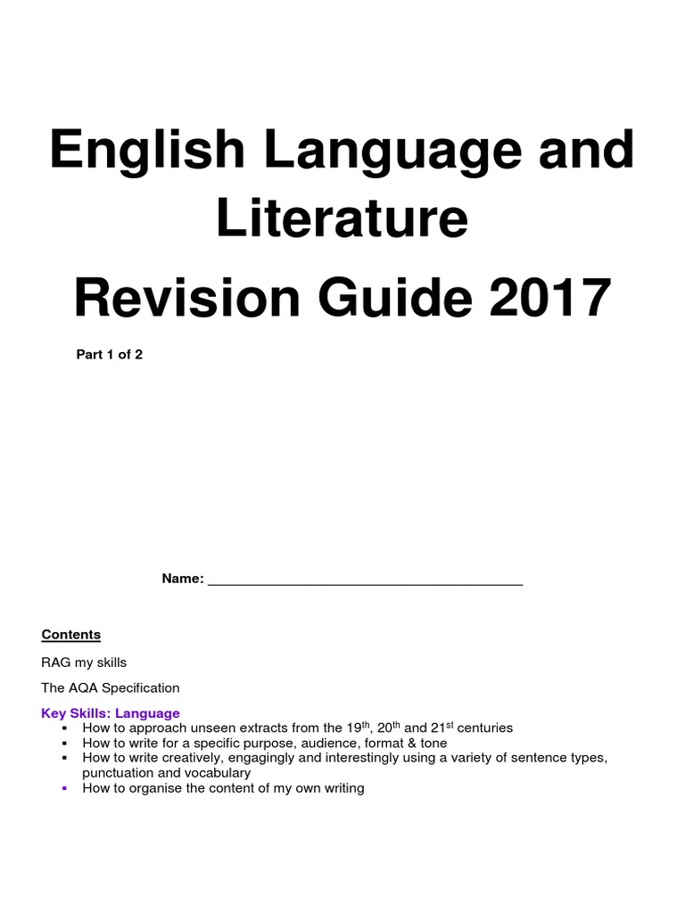 English Literature Revision Guide 2017 | PDF | Verb | Essays