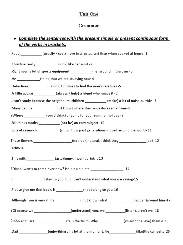 M1 Unit 1 Grammar Practice | PDF | Food And Drink | Foods