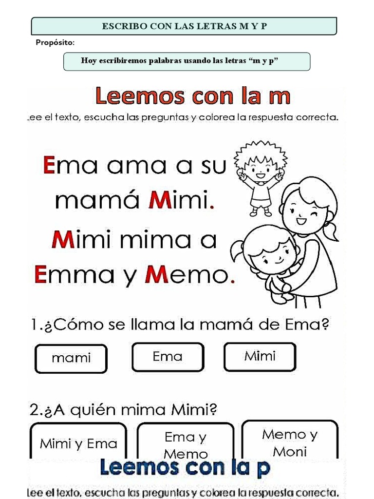 Actividades con letras M y P para niños | PDF
