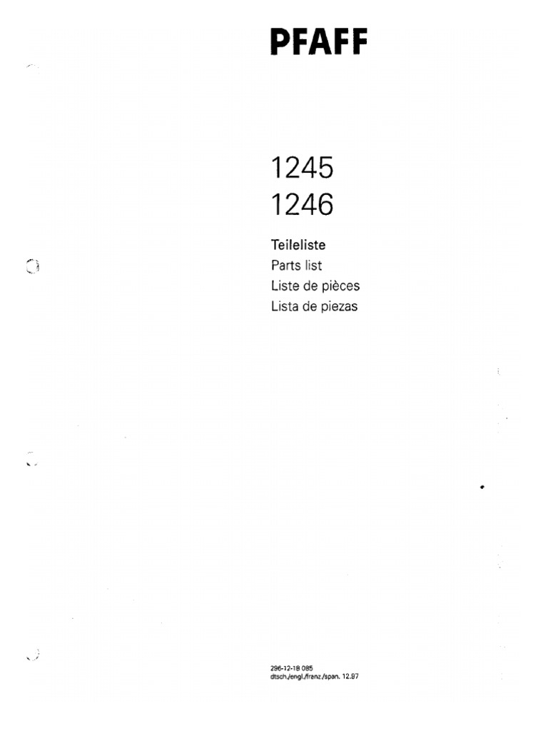 Pfaff 1245 Despiece | PDF