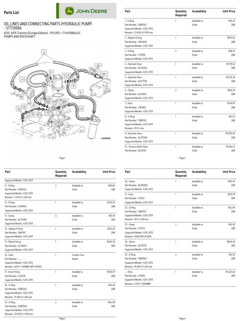 Oil Line and Connecting Parts Hyd Pump | PDF | Mechanical Engineering | Continuum Mechanics