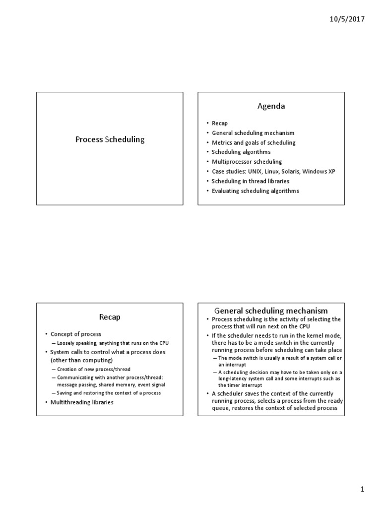 CS330 Operating Systems Lec03 | PDF | Scheduling (Computing) | Process (Computing)