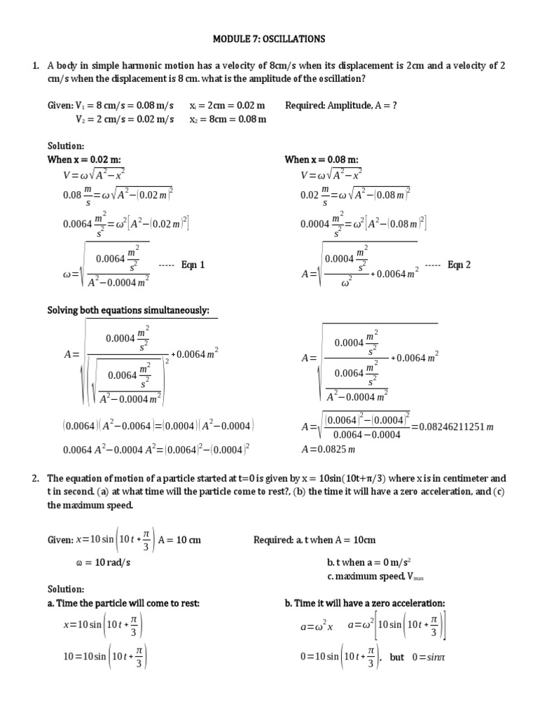 Module 7 Oscillations | PDF | Oscillation | Pendulum