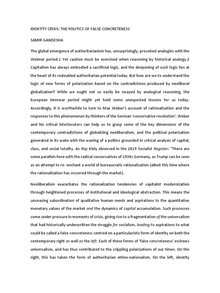 Identity Crisis | PDF | Being And Time | Philosophical Movements