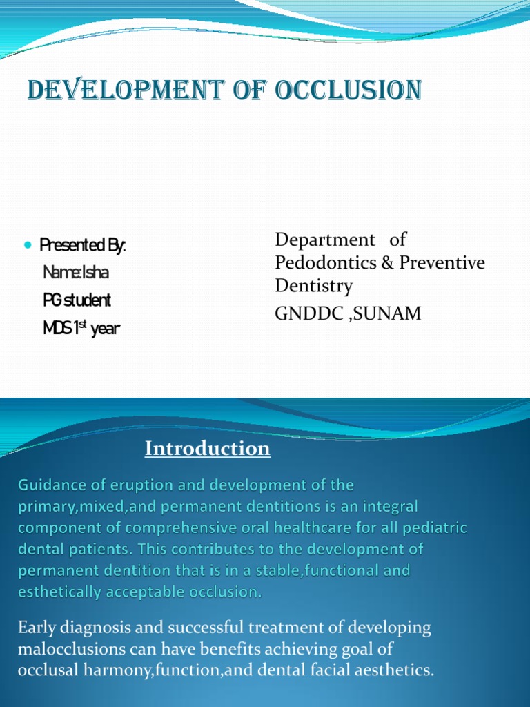 Stages of Occlusion Development in Pediatrics | PDF | Tooth | Dental ...