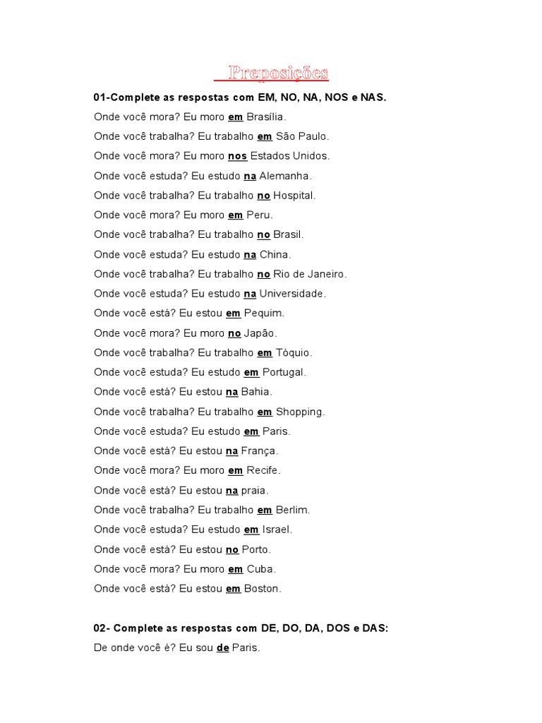 CONTRACOESExercicios - Preposicoes - Super Aula 3 | PDF | Carreira e Crescimento | Autoajuda