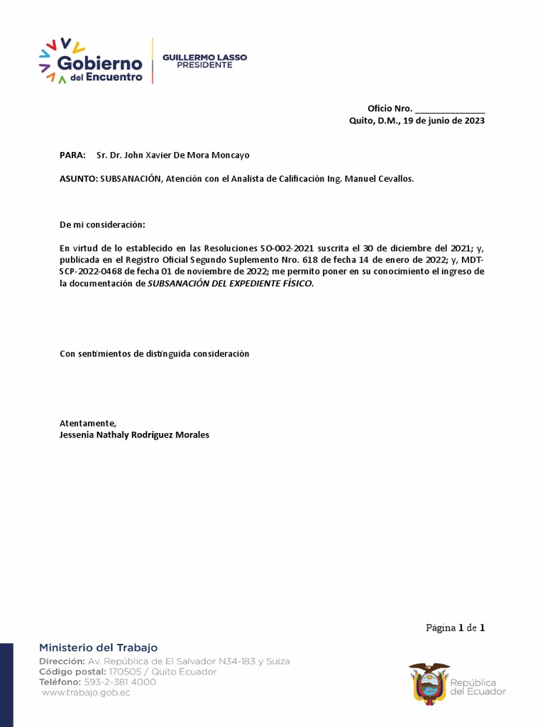 Formato Oficio Solicitud OCC | PDF