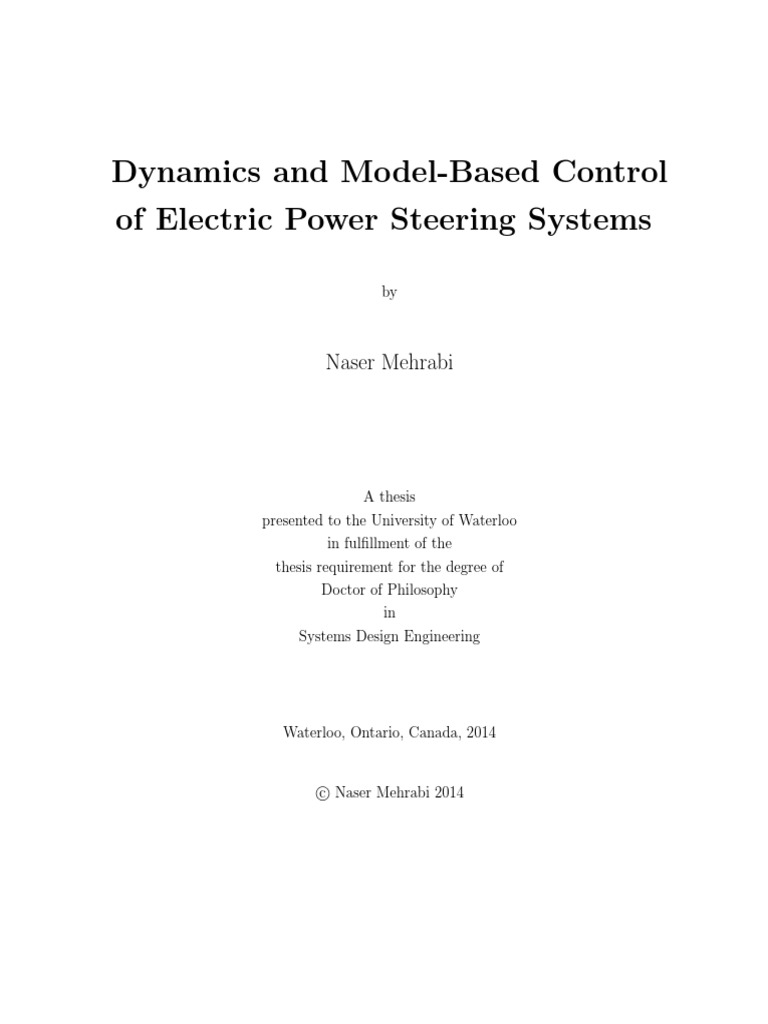 Dynamics and Model Based Control of An Electric Power Steering | PDF | Steering