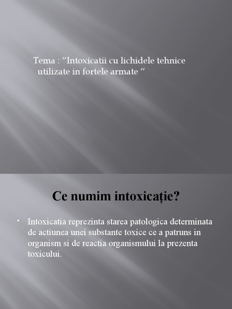 Intoxicatii Cu Lichidele Tehnice Utilizate in Fortele Armate | PDF