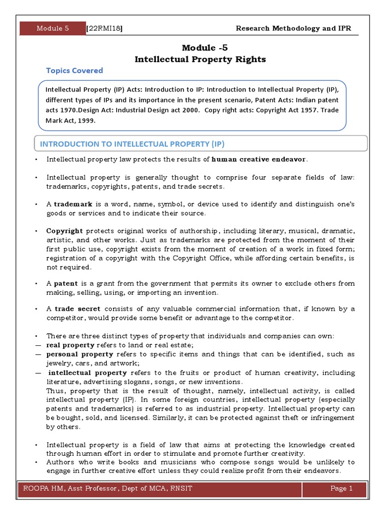 RMI Module5 | PDF | Trademark | Intellectual Property