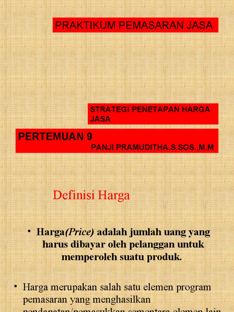 Pertemuan 9 - Strategi Penetapan Harga Jasa | PDF