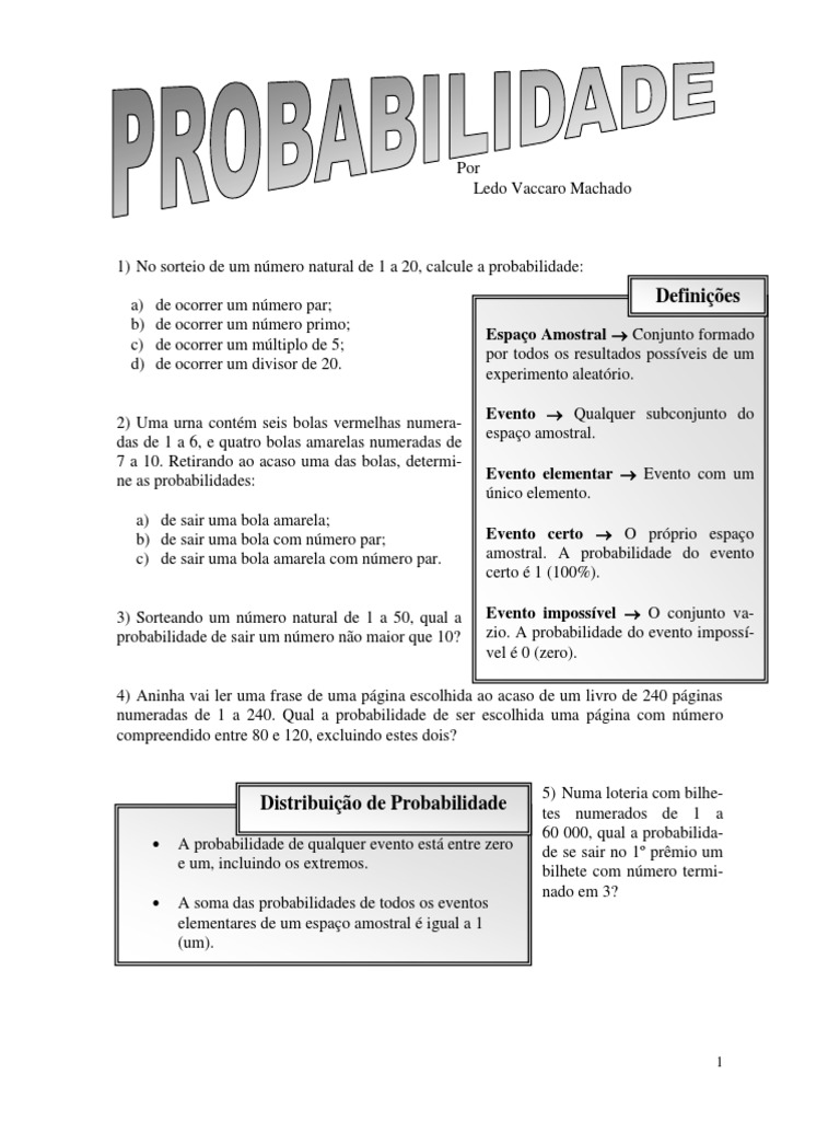 PROBABILIDADE | PDF | Probabilidade | Ouro