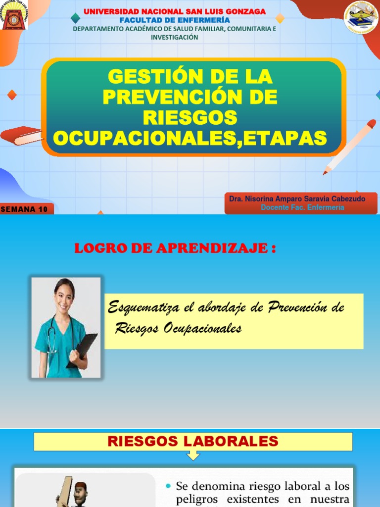 SESION DE CLASE 10, Gestión de La Prevencion de Riesgos Ocupacionales ...