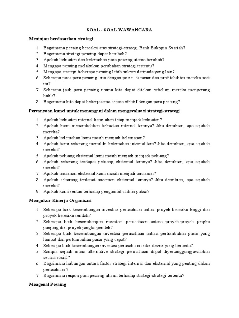 Soal Wawancara Magang Pdf