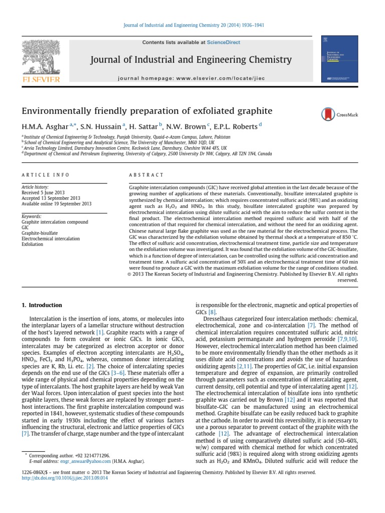 Eco-Friendly Graphite Exfoliation | PDF | Electrochemistry | Graphene