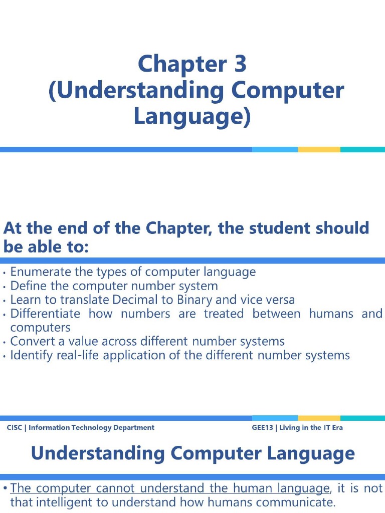 GEE13 Chapter 3 - Understanding Computer Language (For Students) | PDF