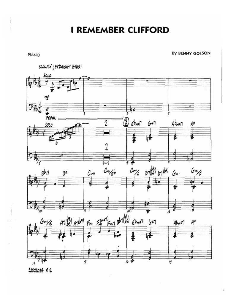 I Remember Clifford (Arr. Sammy Nestico) - Piano | PDF