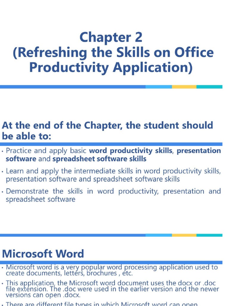 GEE13 Chapter 2 - Refreshing The Skills On Office Productivity Application (For Students) | PDF