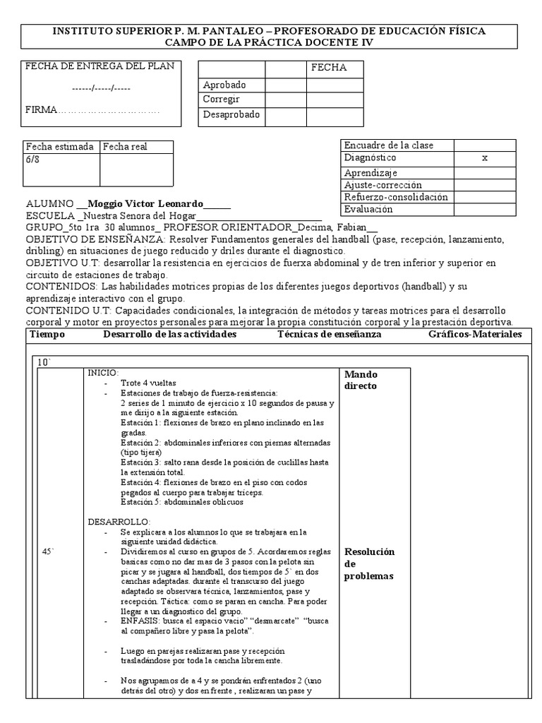 Handball Clase 1 | PDF | Enseñando