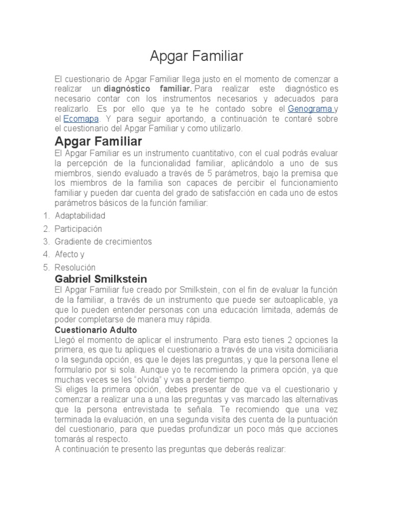 APGAR FAMILIAR | PDF | Cuestionario