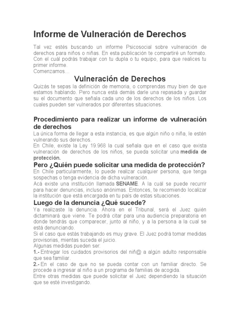 Informe de Vulneración de Derechos | PDF