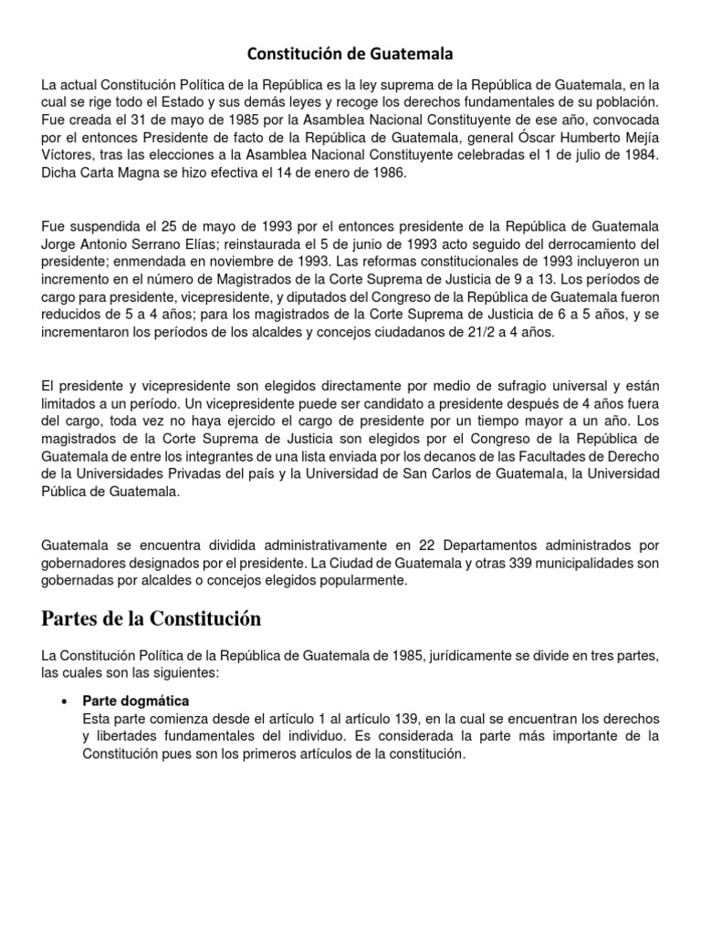 Constitución Política de Guatemala 1985 | PDF | Gobierno | Justicia