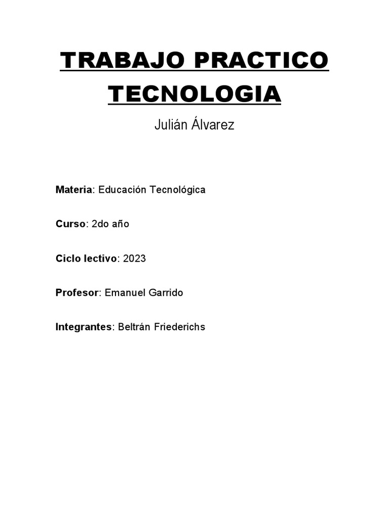 TRABAJO PRACTICO TECNOLOGIA | PDF