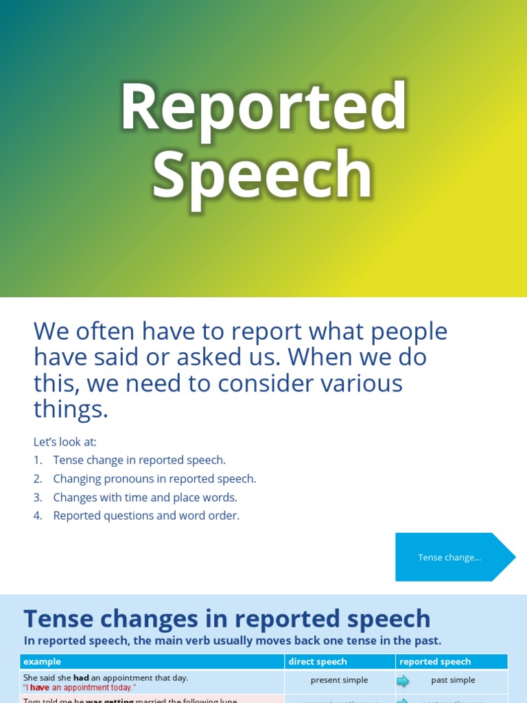 Reported Speech | PDF | Verb | Question