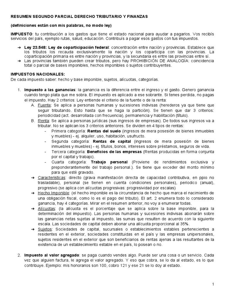 Resumen Tributario Segundo Parcial | PDF | Impuestos | Derecho penal