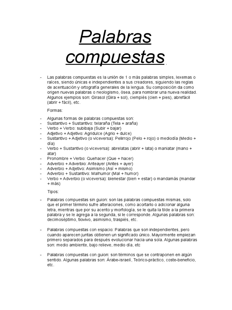 Palabras Compuestas | PDF