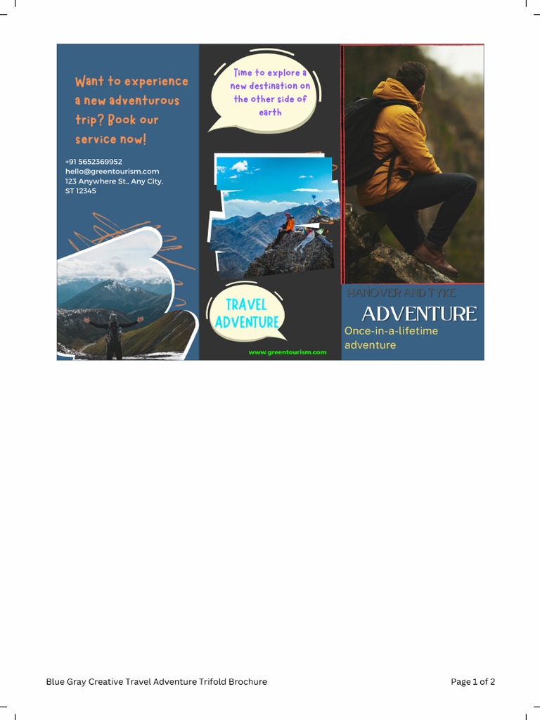 Blue Gray Creative Travel Adventure Trifold Brochure ( (.1) ) | PDF