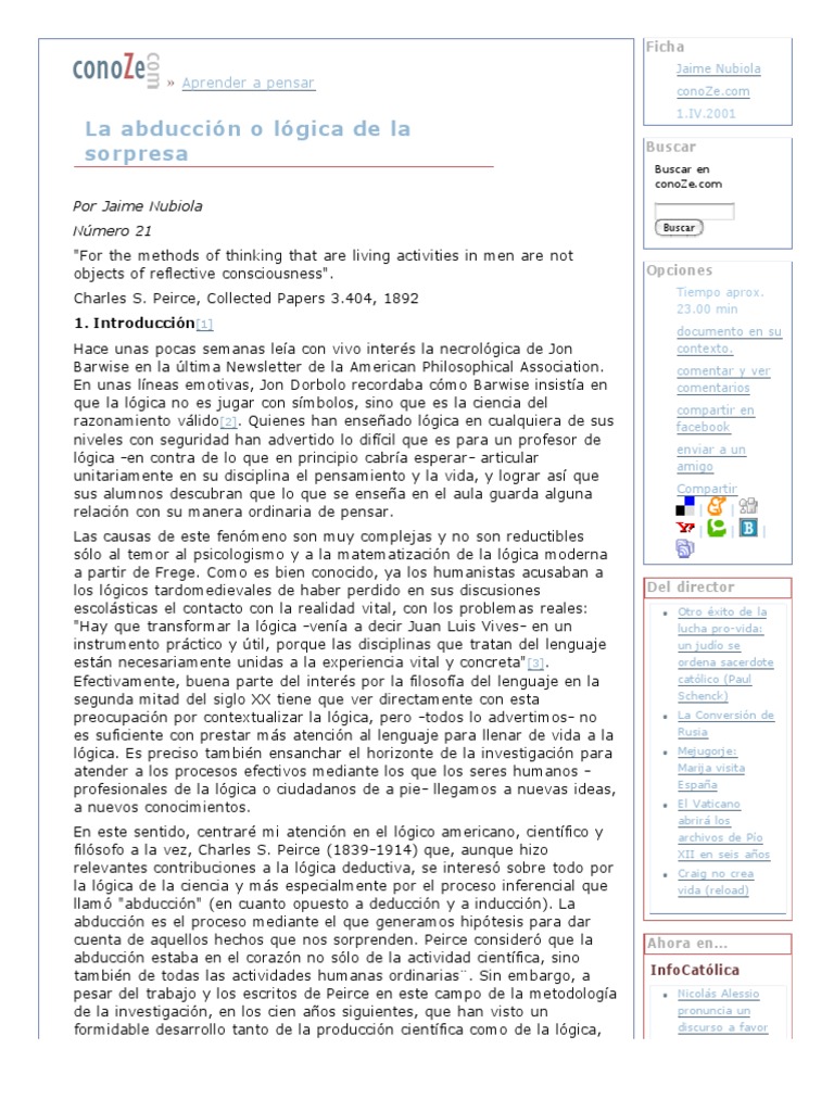 Jaime Nubiola - La Lógica de La Sorpresa | PDF | Razonamiento inductivo ...