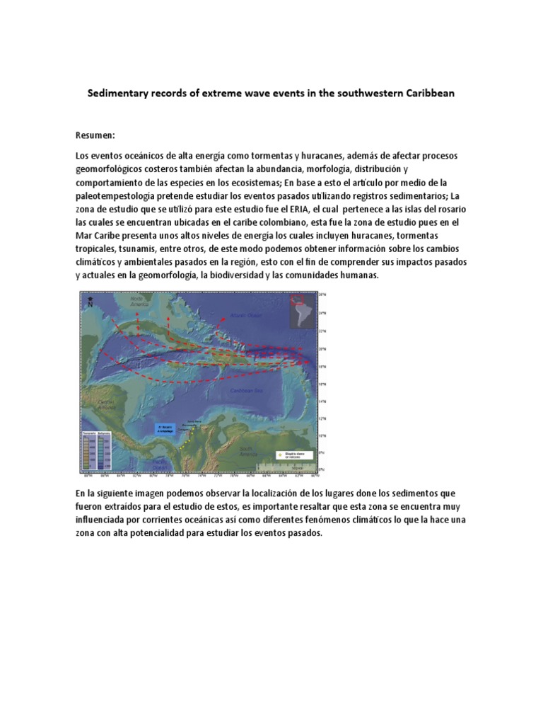 Sedimentary Records of Extreme Wave Events in The Southwestern ...