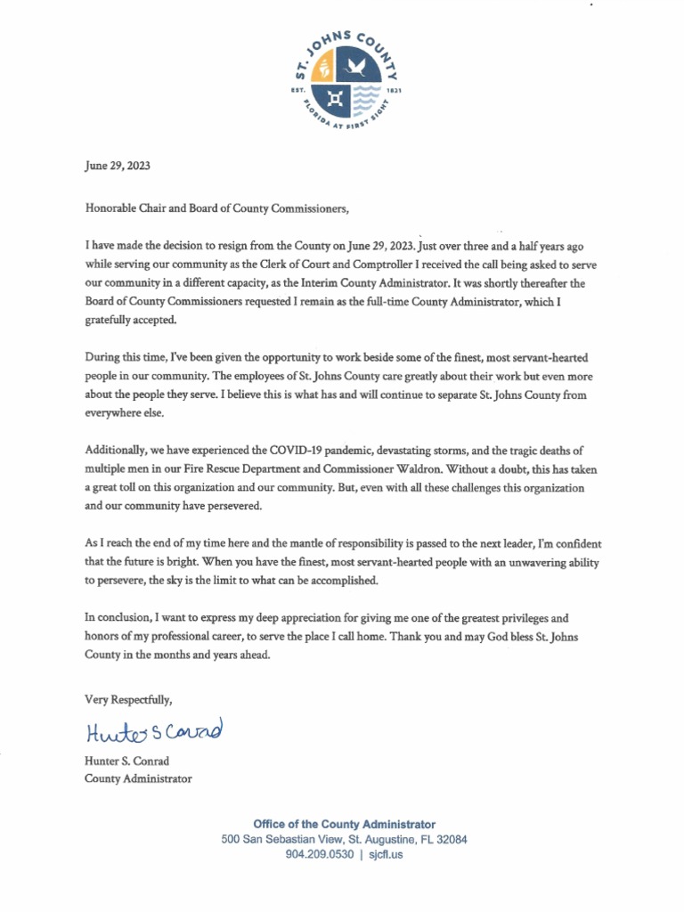 Hunter Conrad Resignation Letter | PDF