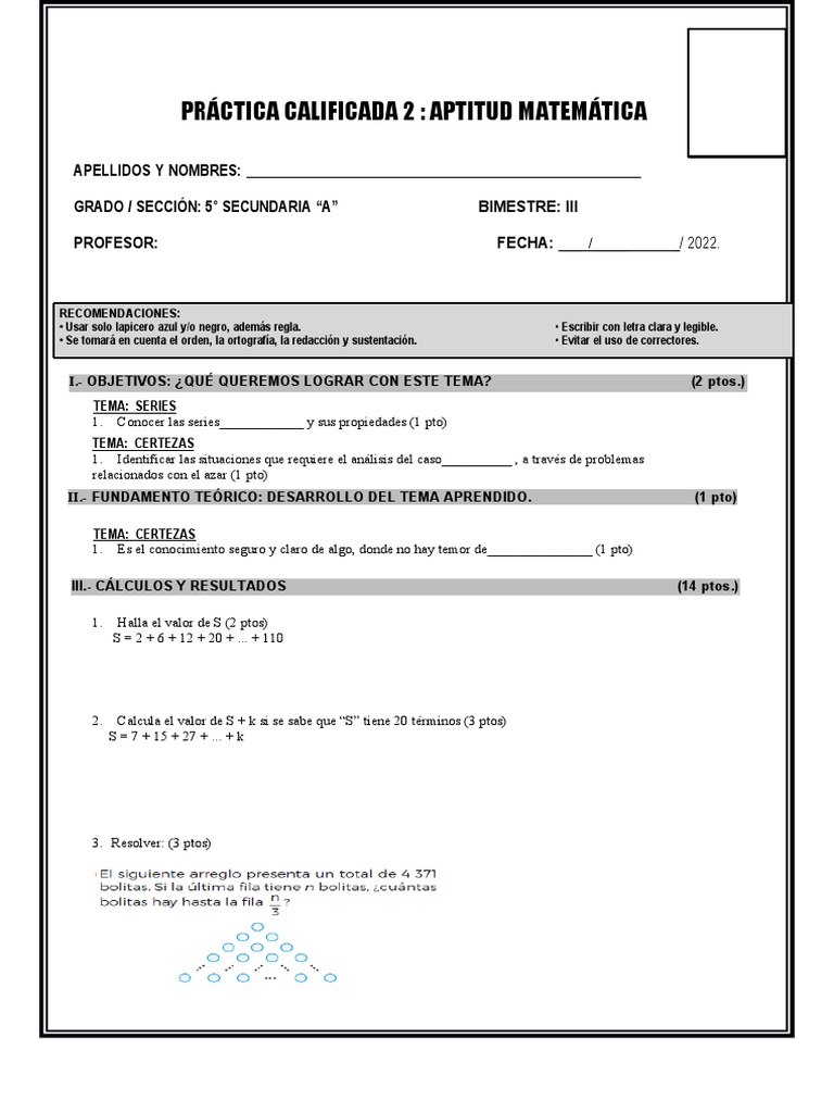 Apt - Matemática-Nsm-5°secundaria-Pc2-Iii Bimestre | PDF