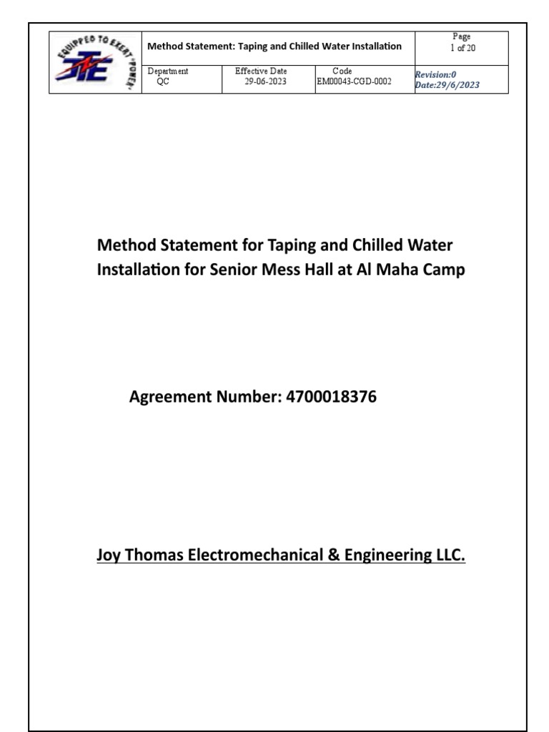 Taping and Chilled Water Pipe Installation | PDF | Valve | Tap (Valve)