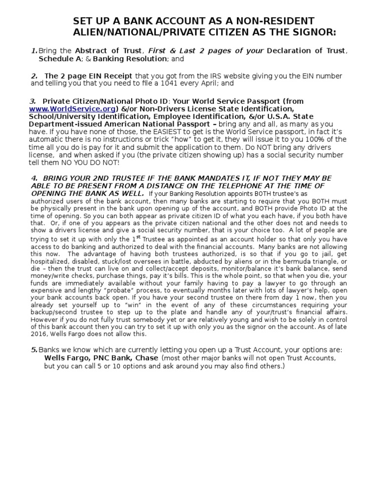 Opening a Trust Bank Account Guide | PDF | Trust Law | Banks