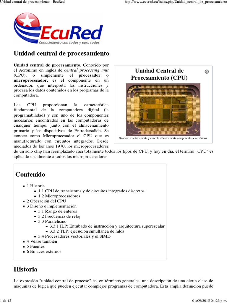 Unidad Central de Procesamiento - EcuRed | PDF | Unidad Central de procesamiento | Poco