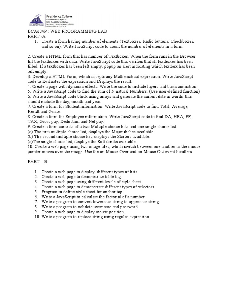 Web Lab Manual2021 | Download Free PDF | Html Element | World Wide Web