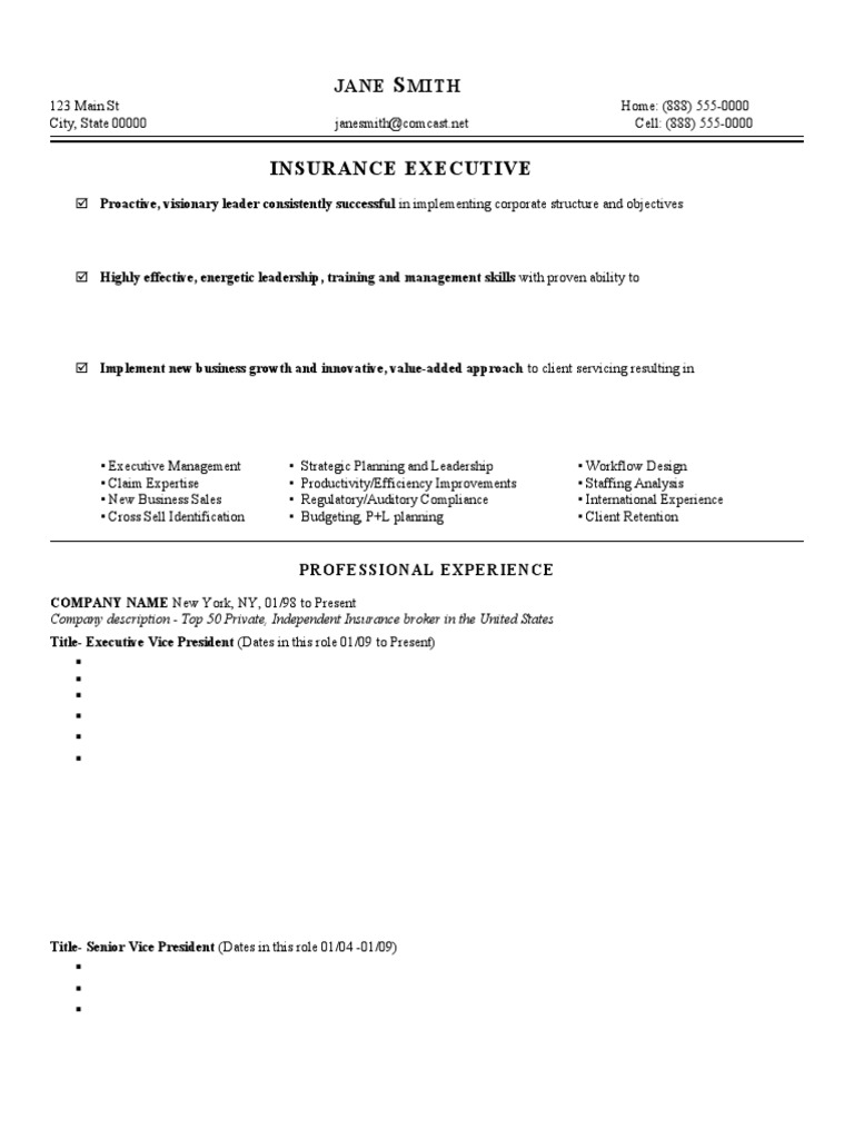 Executive Resume Template | PDF | Insurance | Financial Services