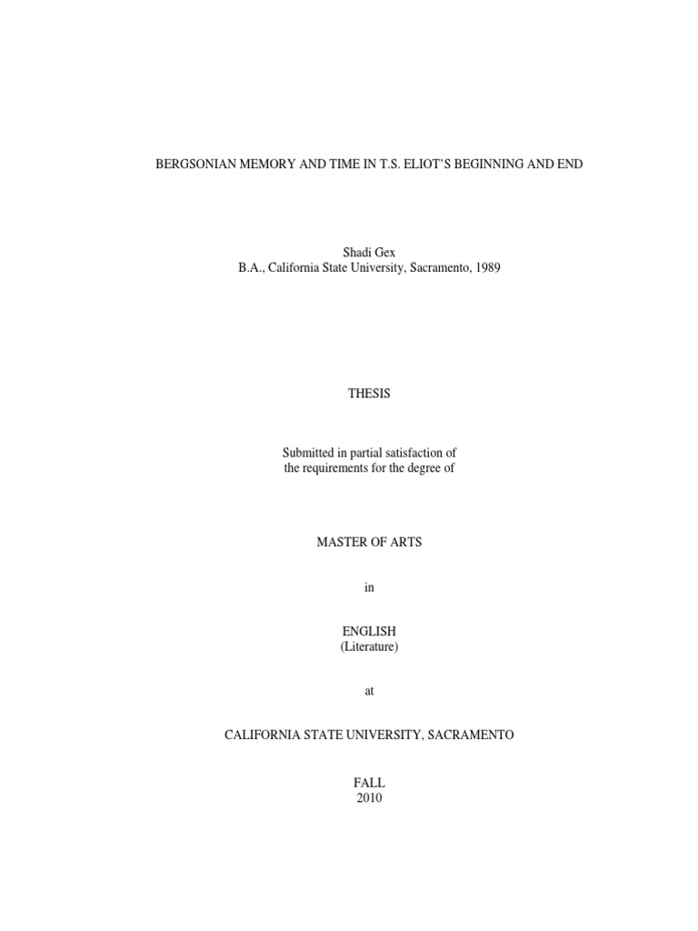 Shadi Gex M.A | PDF | T. S. Eliot | Henri Bergson