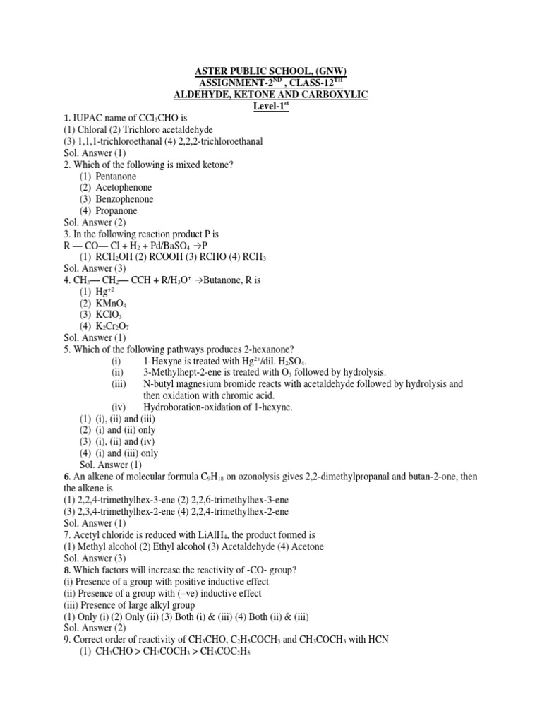 Aldehyde J Ketone Amd Carboxylic MCQ | PDF | Aldehyde | Acetic Acid