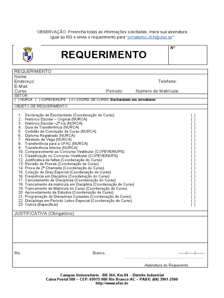 Modelo Padrão de Requerimento | PDF