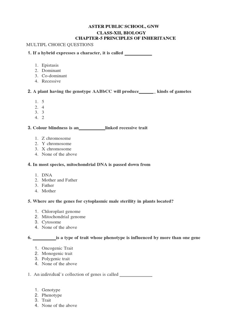 Class 12-Chapter 5 Principles of Inheritance | PDF | Dominance ... Class 12-Chapter 5 Principles of Inheritance | PDF | Dominance ...