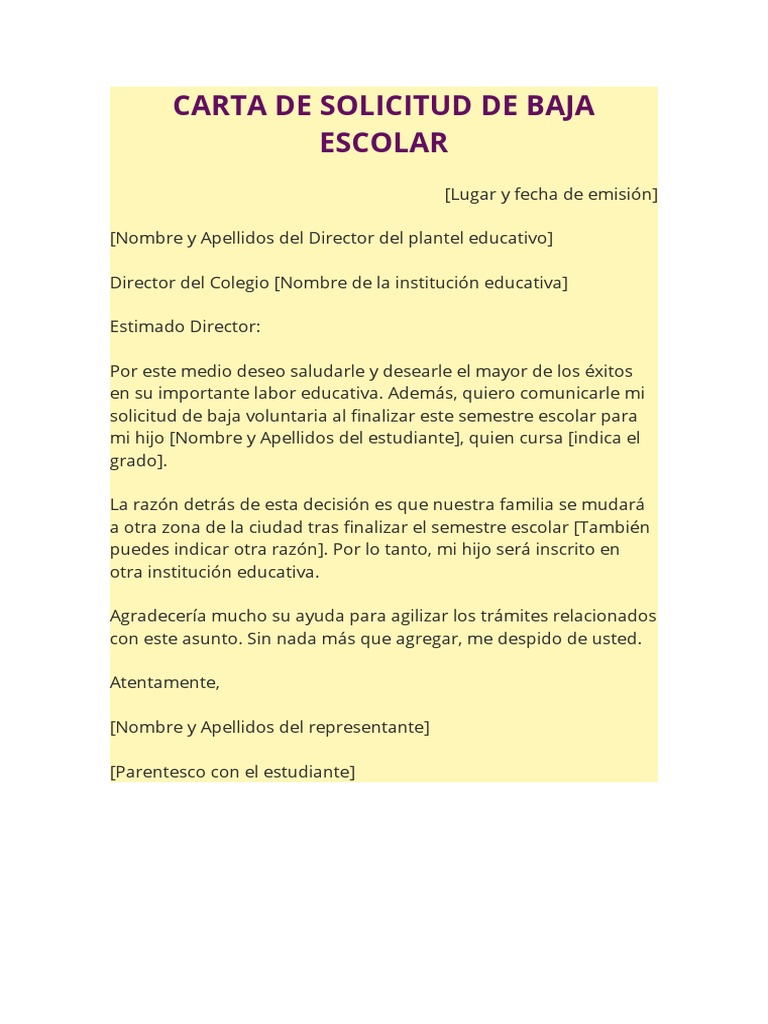 Carta de Solicitud Baja | PDF