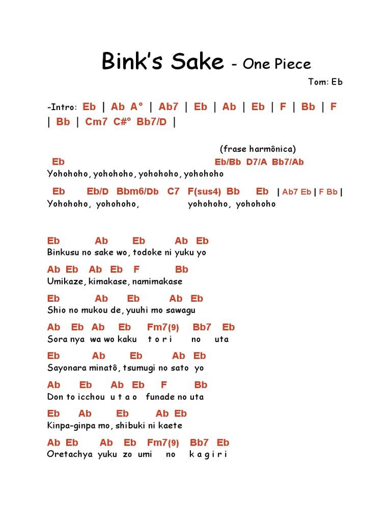 Bink's Sake - One Piece - Cifra para Violão | PDF